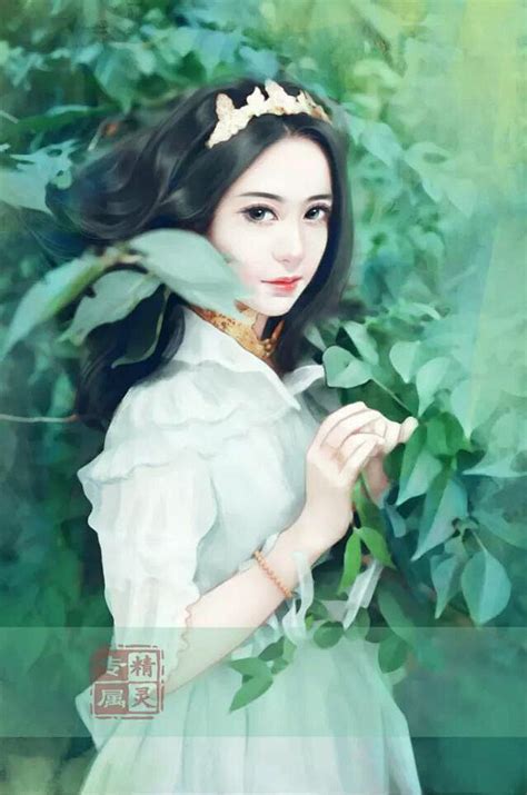 现代手绘插画 女 精灵专属