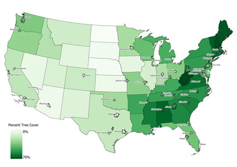 Tree Cover Of Us States And Cities Maps On The Web