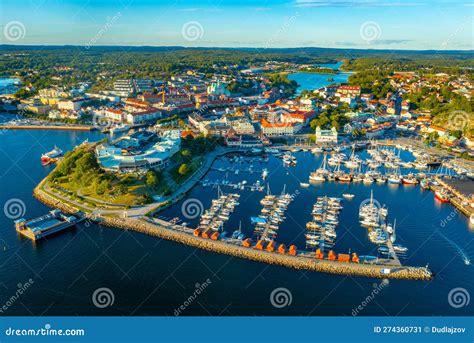 Sunset View Of Swedish Town Stromstad Stock Image Image Of Yacht