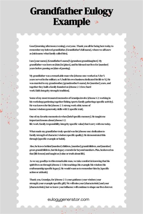 5 Grandfather Eulogy Templates To Use As Inspiration Eulogies By Jen
