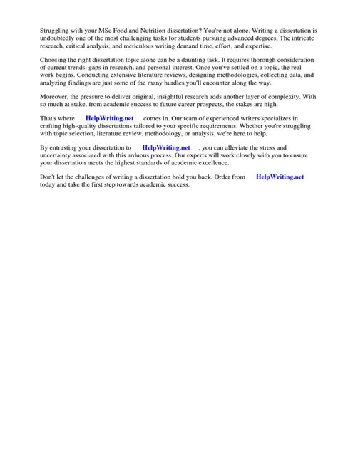 Msc Food And Nutrition Dissertation Topics Pdf Nutrition Diet