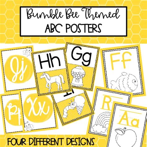 Bumble Bee Themed Abc Posters By Emmieadesigns Tpt
