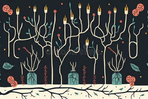 Cute Hand Drawn Horizontal Seamless Pattern With Candle Creative