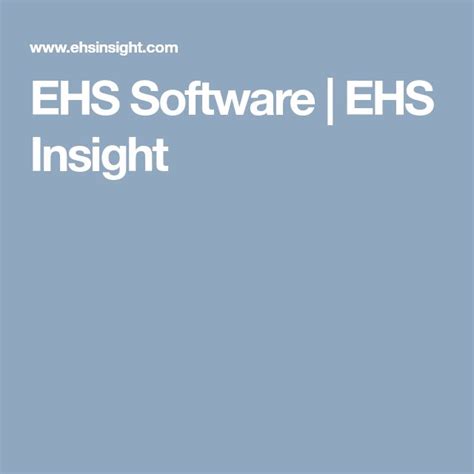 Ehs Software Ehs Insight Insight Software Empowerment