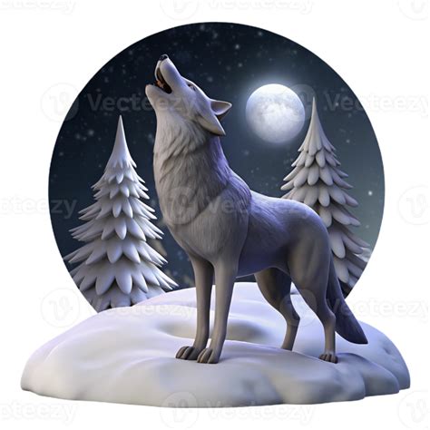 Serene Classic Gray Wolf Howling At Full Moon Detailed 58067206 Png