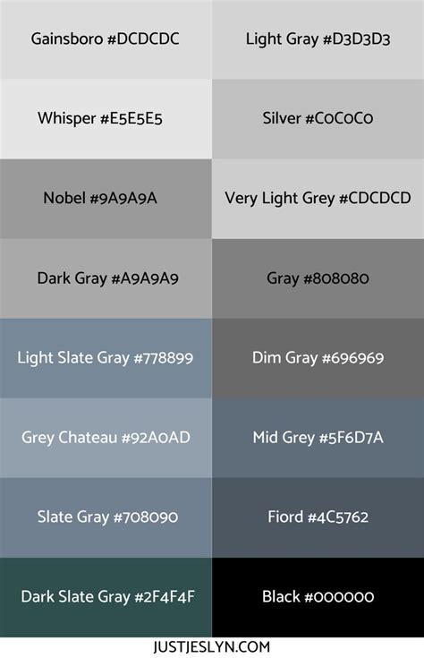 Hexadecimal Colors Gray