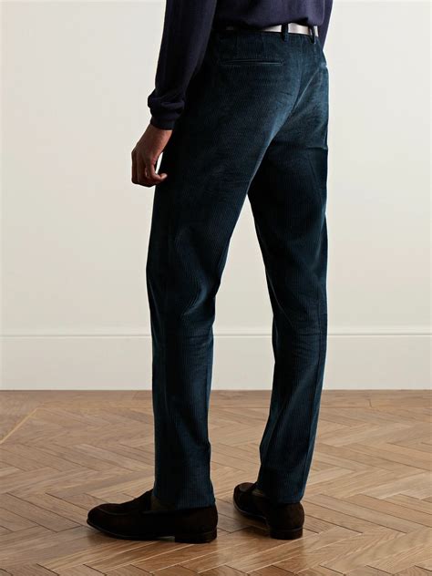 Boglioli Straight Leg Cotton Corduroy Suit Trousers Blue Boglioli
