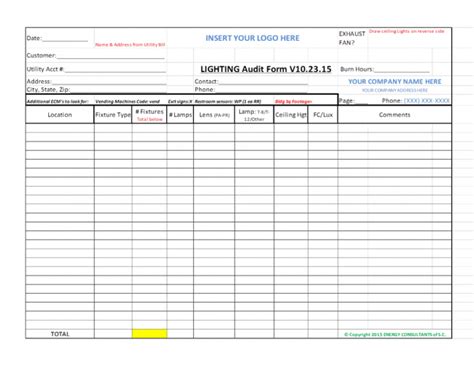 Lighting Energy Audit Template Energy Audit Tool Cbei