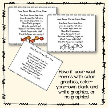 One Two Three Four Five Nursery Rhyme Pocket Chart Poem Shared Reading