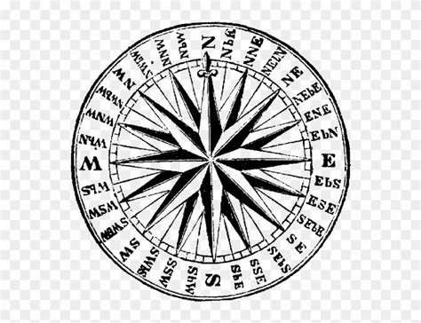 Compass Star Complicated Compass Rose Clipart 591345 Pikpng