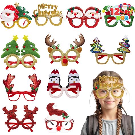 Joyfy 12 Pcs Christmas Eyeglasses Frames Glitter Party Glasses Frames