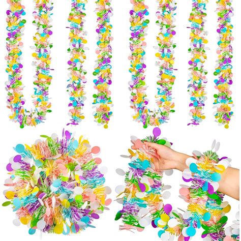 The Holiday Aisle® 4pcs Easter Tinsel Garland 26ft Colorful Tinsel Twist With Confetti Spring