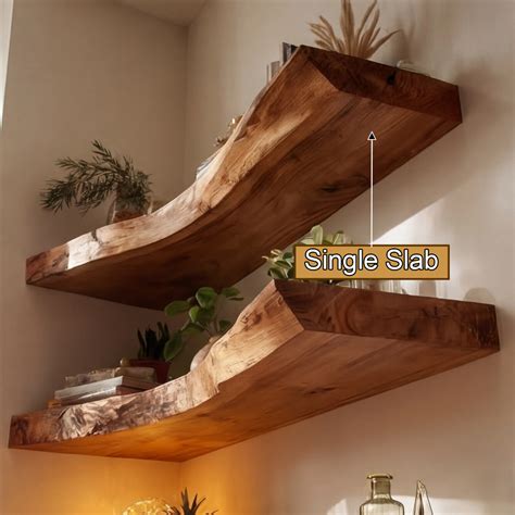 Ardorin Live Edge Solid Wood Floating Shelf Organic Modern Wall Shelf