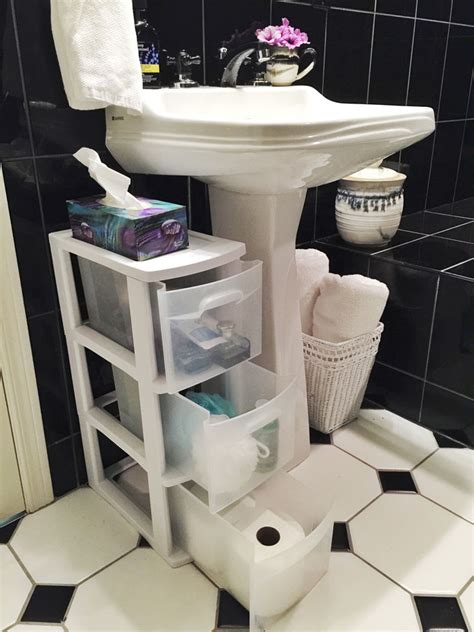 Pedestal Sink Storage Solutions Organize The Space Under The Bathroom