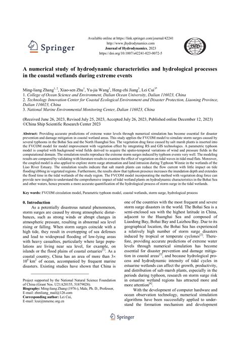 Pdf A Numerical Study Of Hydrodynamic Characteristics And