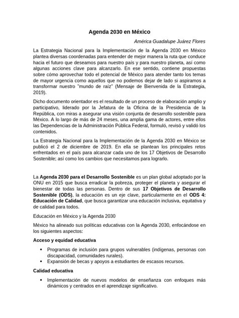 Agenda 2030 Y Educación En México Pdf Sustentabilidad Desarrollo
