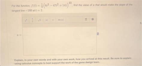 solved for the function f t a1 6t3−47t2 141 40 find the