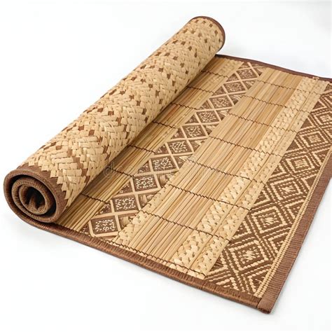 Bamboo Straw Mat Isolated On White Background Stock Illustration