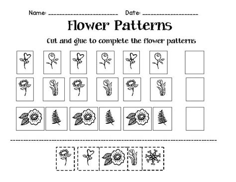 Cut And Paste Flower Patterns By Simplistic Education Tpt