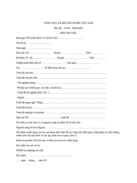 Cach Viet Don Xin Viec Giao Vien Pdf