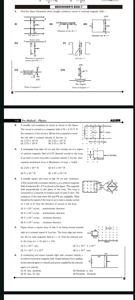 Physics Problems On Electromagnetic Induction And Magnetism Find The Giv