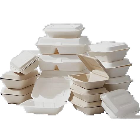 Sugarcane Bagasse Clamshell Boxes Eco Friendly Takeaway Food Packaging