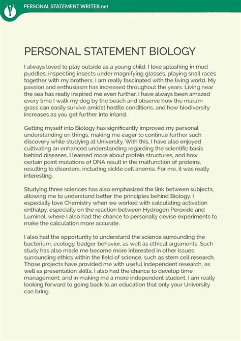 Biology Personal Statement Examples
