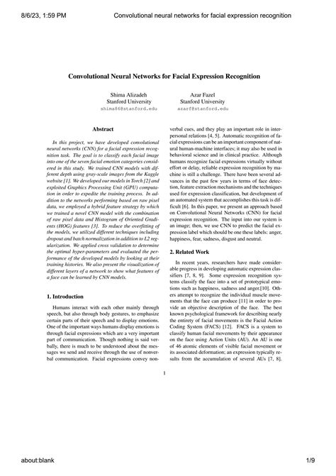 Solution Convolutional Neural Networks For Facial Expression Recognition Convolutional Neural