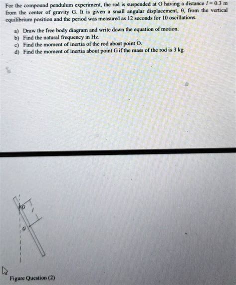 solved for the compound pendulum experiment the rod is suspended at o