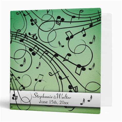 Fancy Notes Green Music Design 3 Ring Binder Zazzle