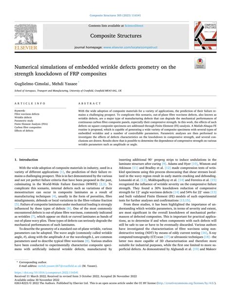 Pdf Numerical Simulations Of Embedded Wrinkle Defects Geometry On The Strength Knockdown Of