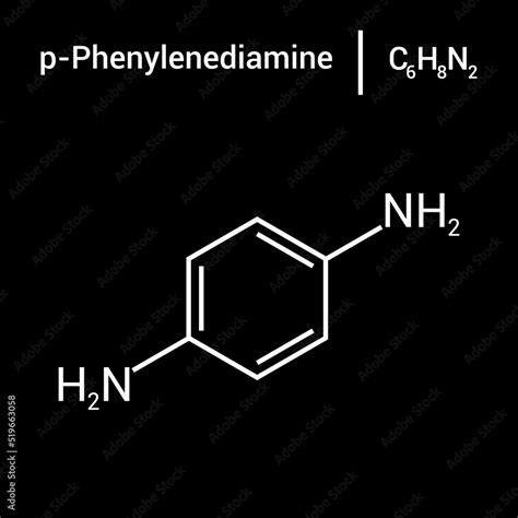 Chemical Structure Of P Phenylenediamine C6h8n2 Stock Vector Adobe