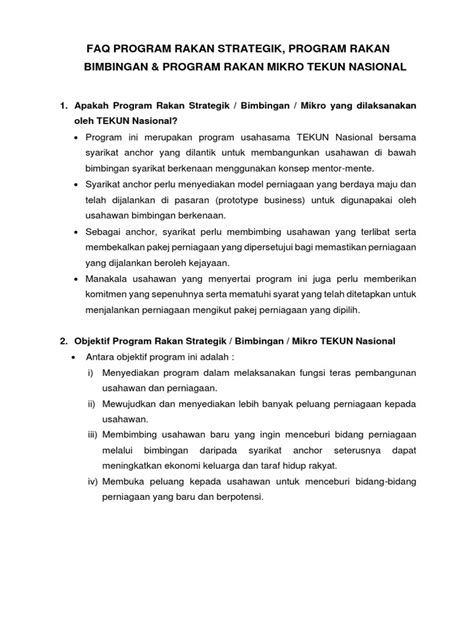 Faq Program Rakan Strategik Tekun Nasional Pdf