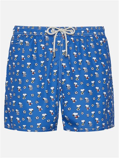 Lightweight Fabric Swim Shorts Lighting With Snoopy Print Snoopy Pea