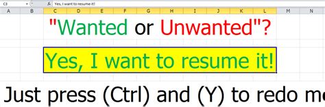 Ctrly To Redo Last Action Multiple Levels Excel Shortcut Key