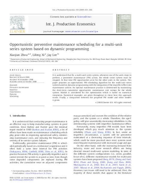 pdf opportunistic preventive maintenance scheduling for a multi unit