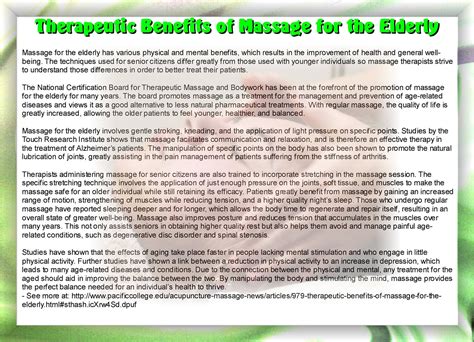 The Benefits Of Massage For The Elderly Massage Benefits Massage