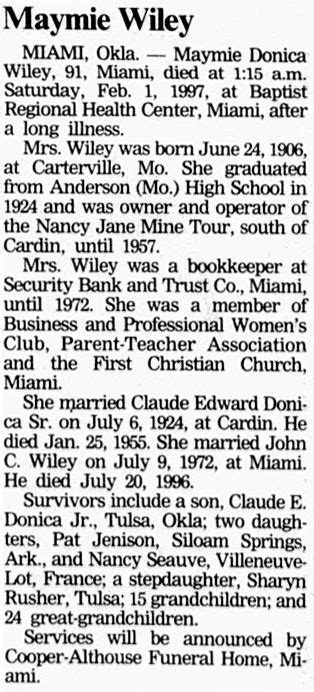 Maymie W Pike Donica 1906 1997 Memorial Find A Grave