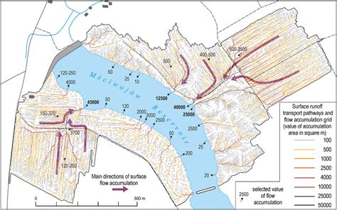 Surface Runoff Transport Pathways And Flow Accumulation Grid