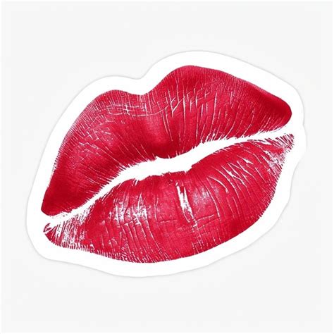Vibrant Crimson Red Lips With Toothpick Die Cut Sticker Playground