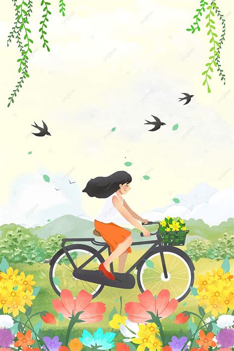 Cycling In Spring Background Field Spring Outing Background Image