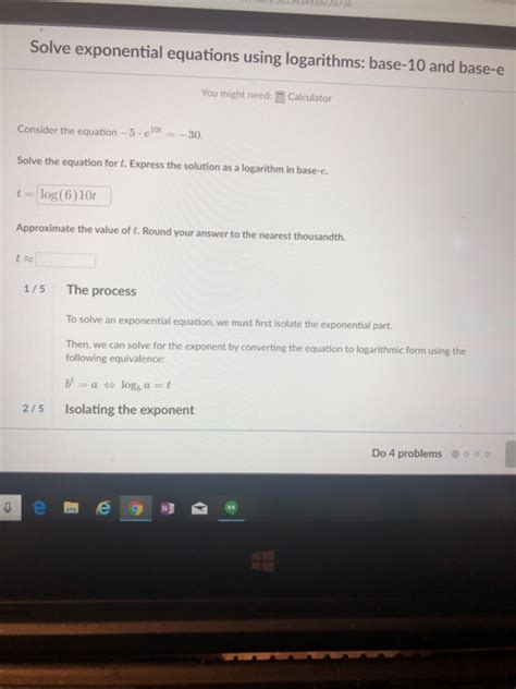 Solved Solve Exponential Equations Using Logarithms Base 10
