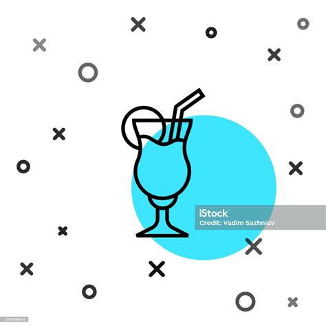흰색 배경에 고립 된 블랙 라인 칵테일과 알코올 음료 아이콘 임의동적 모양 벡터 0명에 대한 스톡 벡터 아트 및 기타 이미지 0명 검은색 과일 Istock