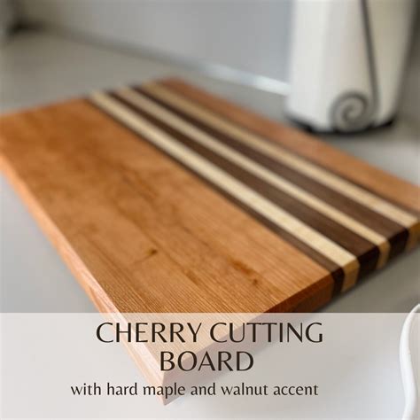 Cherry Hardwood Cutting Board With Maple And Walnut Accents Etsy