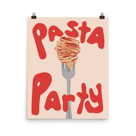Pasta Party Wall Art Spaghetti Kitchen Decor Pasta Lover T Etsy
