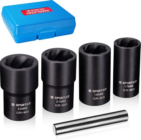 Spurtar 5 Pcs Wheel Lock Removal Kit Locking Lug Nut Removal Tool Lug