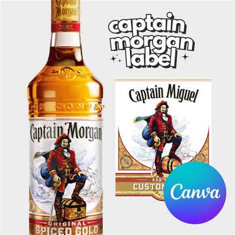 Personalized Custom Captain Morgan Spiced Rum Editable Label Canva