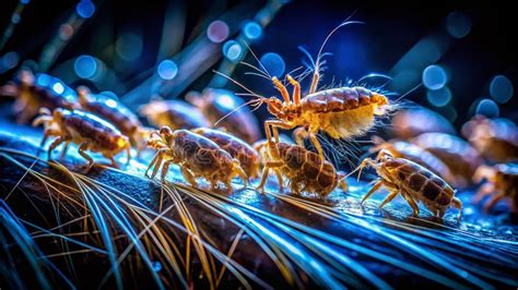 Microscopic Nighttime Head Lice Infestation A Detailed Closeup Of