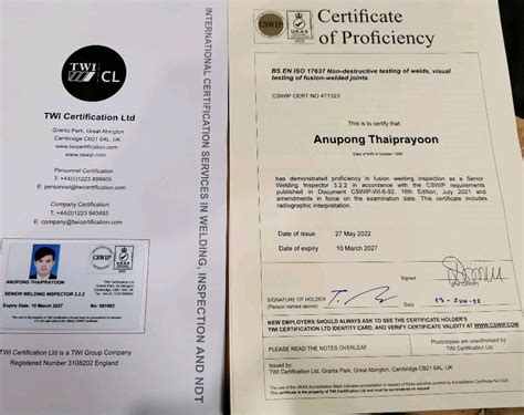 Finally I Get The Official Certificate Cswip 3 2 2 😁 Anupong Thaiprayoon