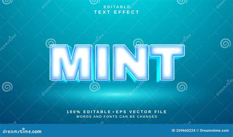 Editable Text Style Effect Mint Text Style Theme Stock Vector Illustration Of Hipster